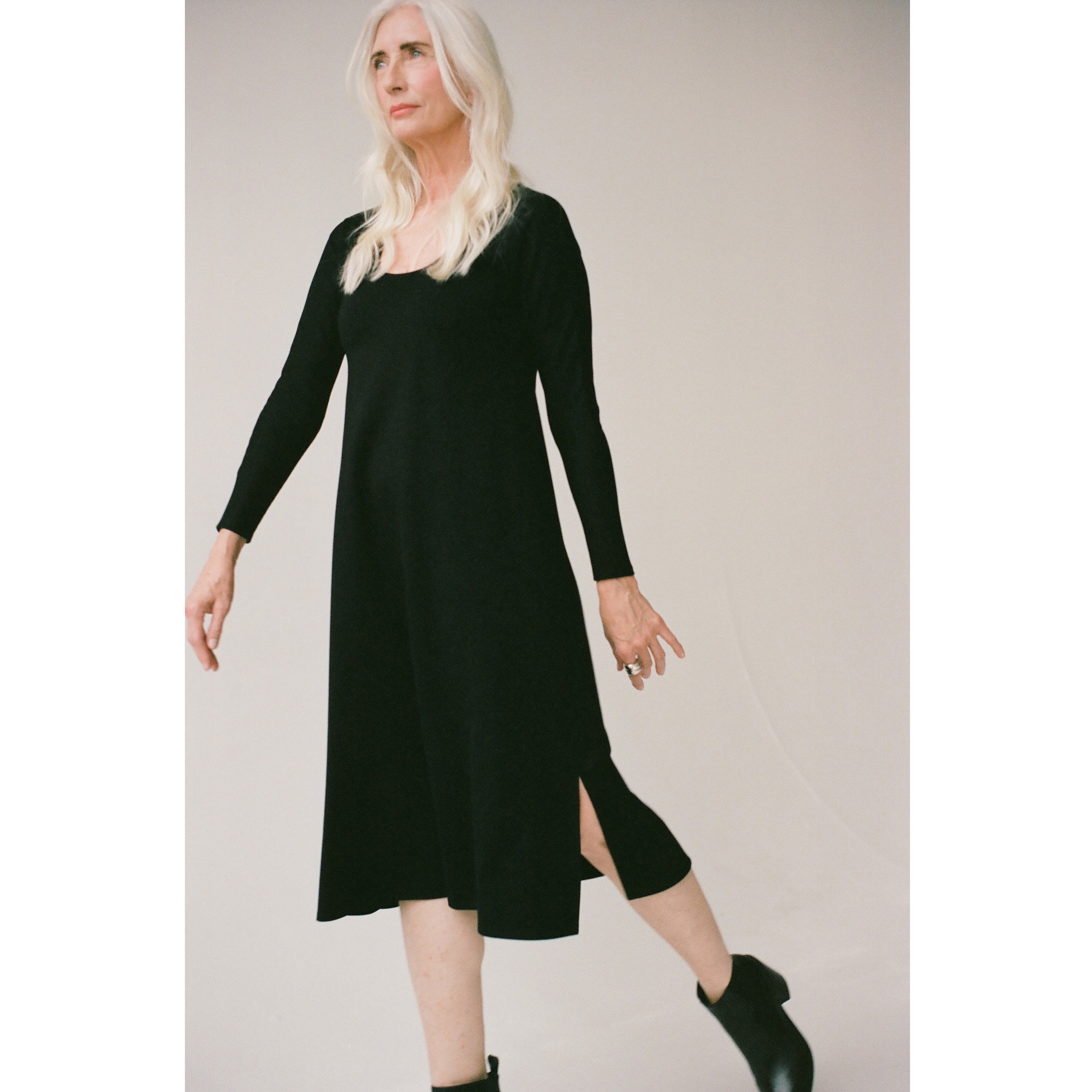L323 - Black | minimalist A-line dress – Elisa C-Rossow
